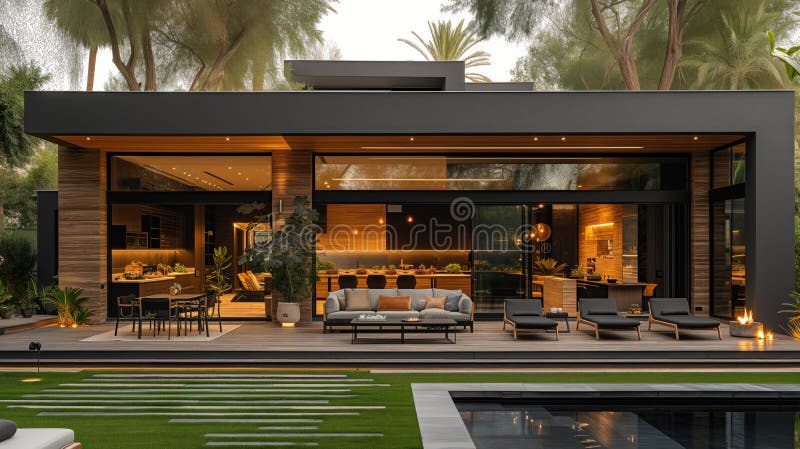 Modern Summer Outdoor Kitchen Stock Illustration - Illustration of ...