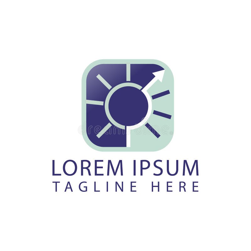 Modern Sun Logo Design Vector On The Square Shape Icon Illustration ...