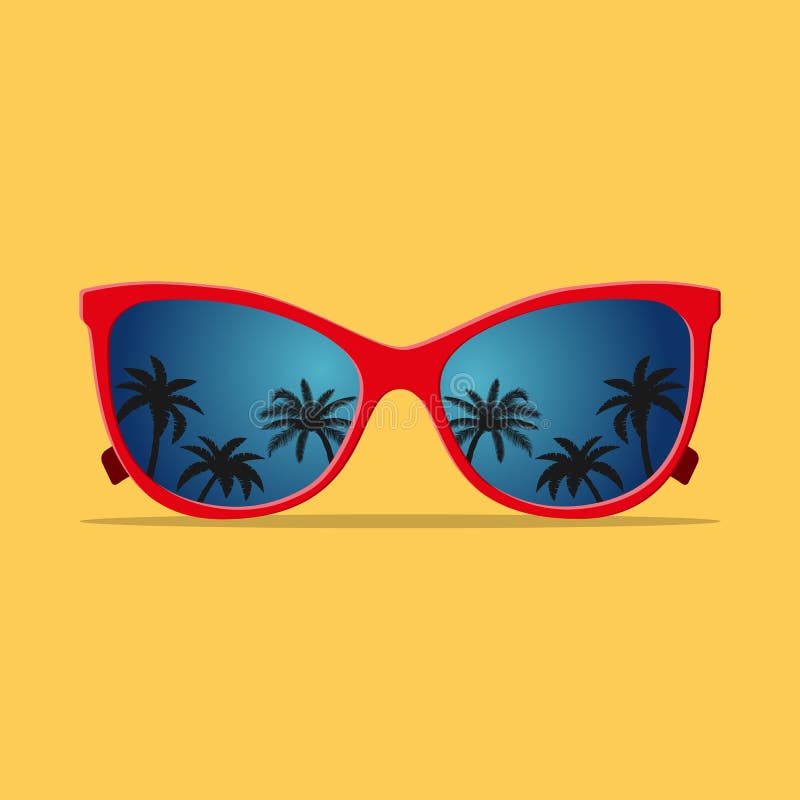 Modern Sunglasses with Palms Reflection. Stock Vector - Illustration of ...