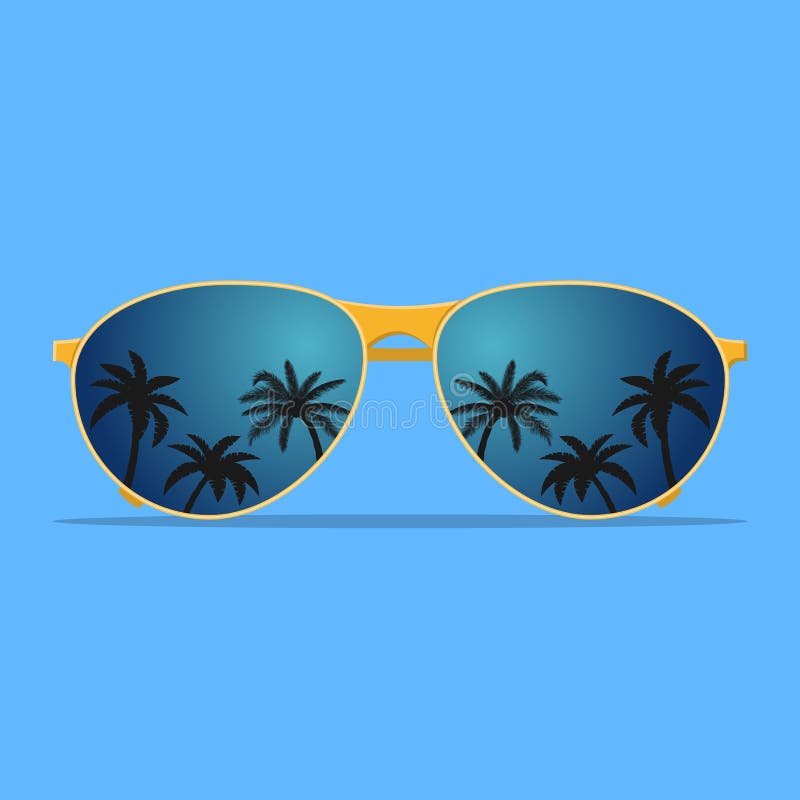 Modern Sunglasses with Palms Reflection. Stock Vector - Illustration of ...