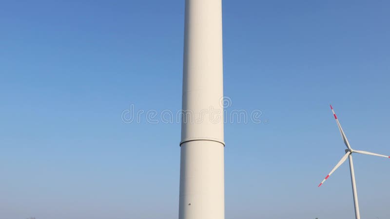 Modern Sunny Wind Turbine and Wind Turbine Stair Tracking Shot Stock ...