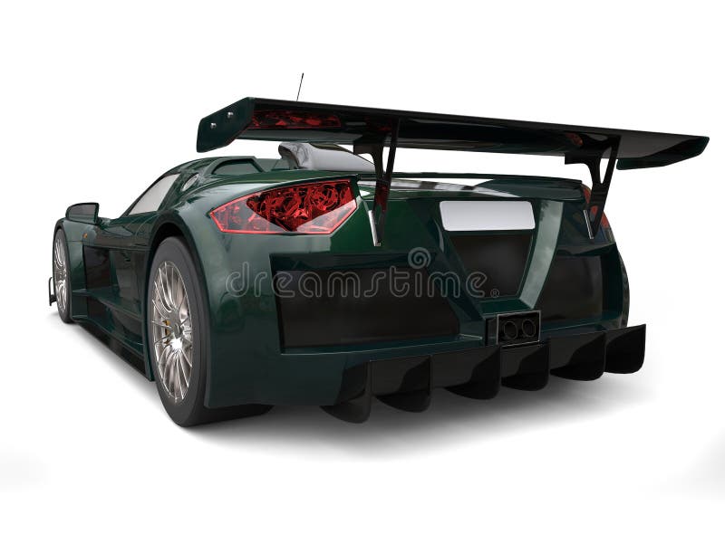 Modern Supercar - Vintage Green Paint - Back View Stock Illustration ...