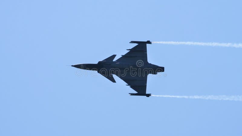 Modern Supersonic Interceptor Airplane Does Combat Maneuvers Stock ...