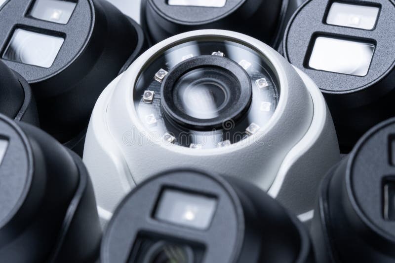 Modern Surveillance Camera on a Light Background, Close-up Stock Image ...
