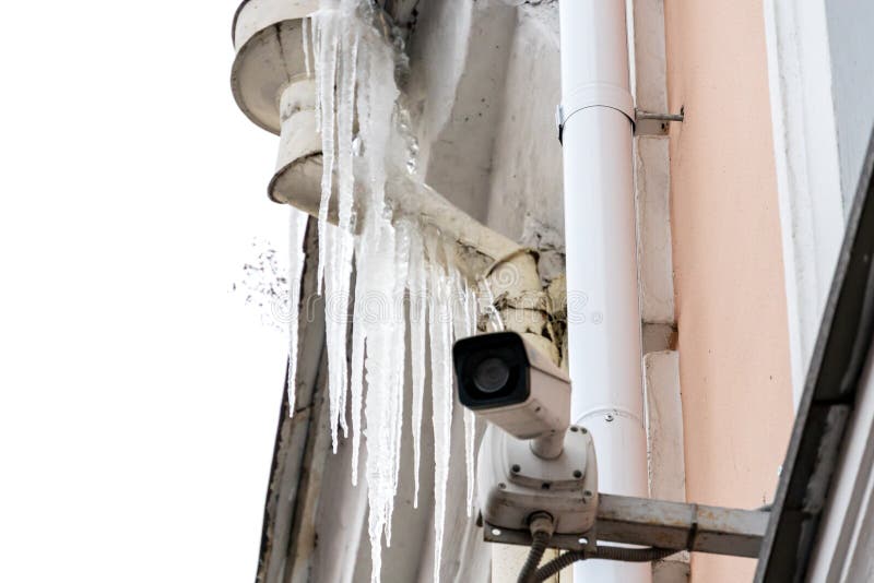 A Modern Surveillance Camera Mounted on the Wall of a Guarded Building ...