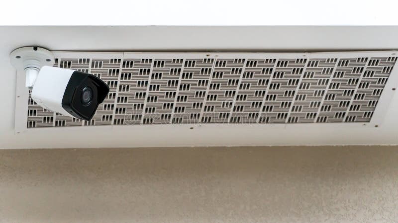 A Modern Surveillance Camera Mounted on the Wall of a Guarded Building ...