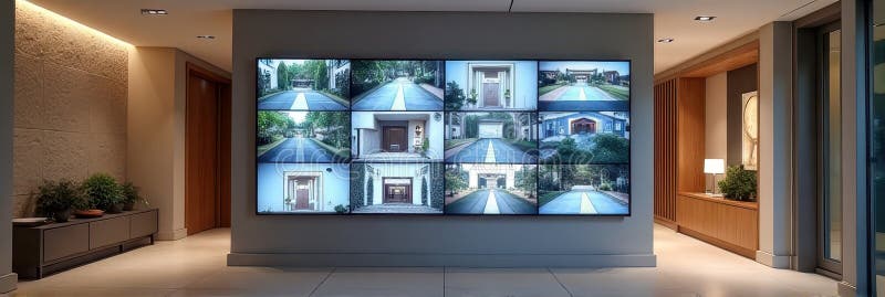 Modern Surveillance Display with Multiple Security Camera Feeds in a ...