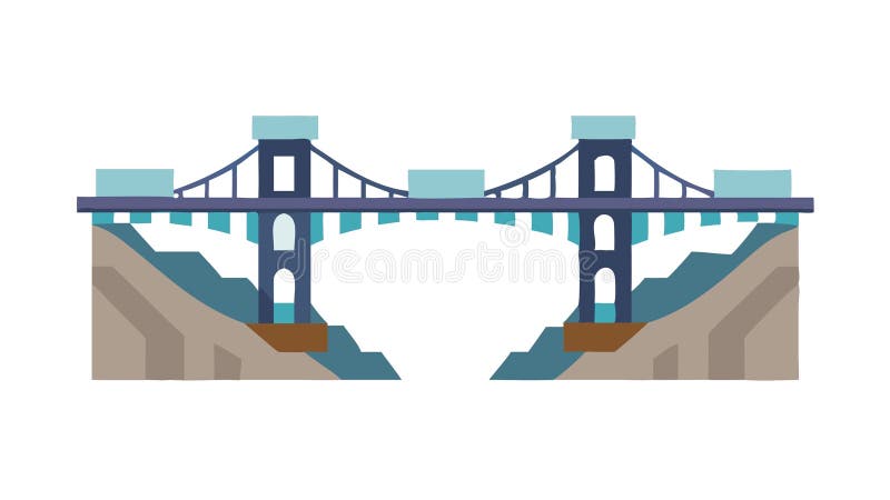 Modern Suspension Bridge with Cable Structures, Vector Design ...