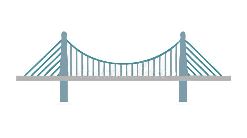 Modern Suspension Bridge, Engineering Architectural Icon, Vector Design ...