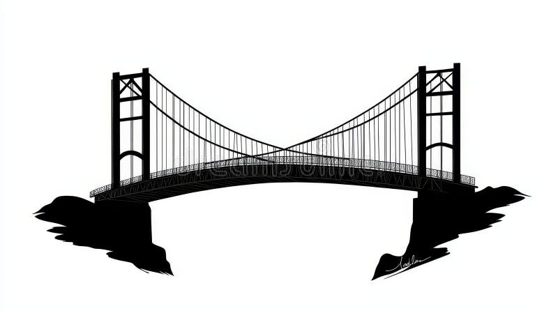 Modern Suspension Bridge Minimalist a Minimalist Graphic of a Modern ...