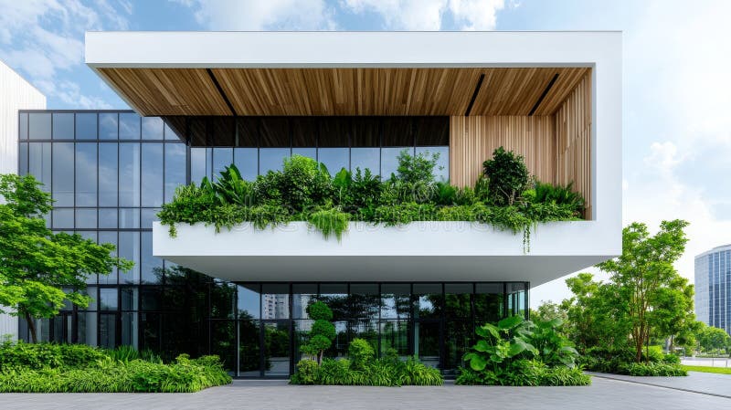 Modern Sustainable Building with Green Facade and Urban Landscape Stock ...