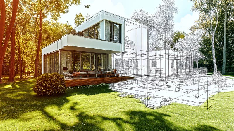 Modern Sustainable House Project Merging with Finished Building in a ...