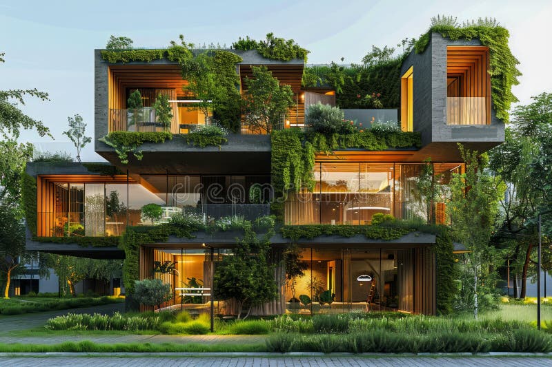 Modern Sustainable Residential Architecture with Lush Greenery and Eco ... Modern Sustainable Residential Architecture with Lush Greenery and Eco ...