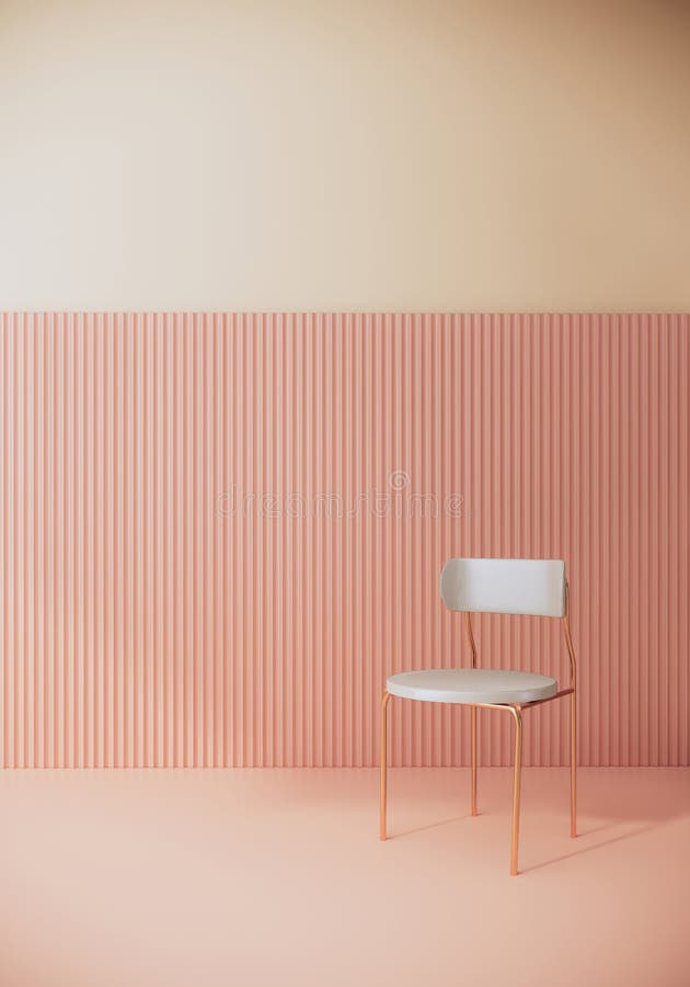 Modern Sweet Empty Room Interior Design with a Chair, Peach and Cream ...