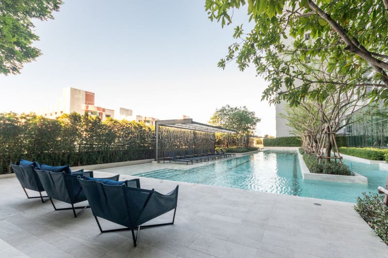 Modern Swimming Pool Inside the Apartment Stock Image - Image of lounge ...