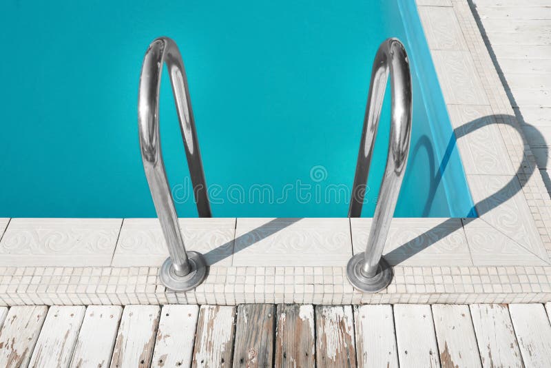 Modern Swimming Pool with Ladder at Stock Image - Image of clean ...