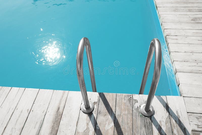Modern Swimming Pool with Ladder Stock Image - Image of design, patio ...