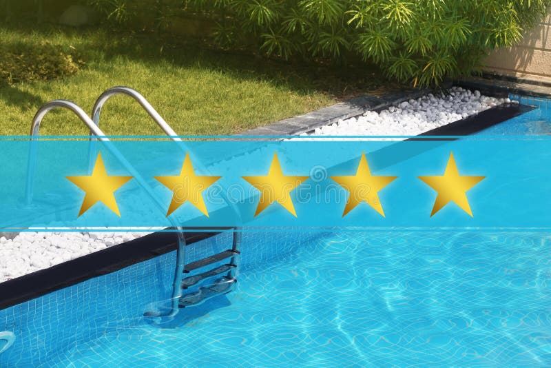 Modern Swimming Pool with Stairs at Five Star Hotel Stock Illustration ...