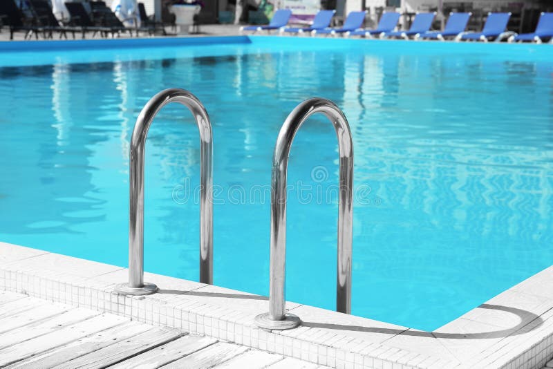 Modern Swimming Pool with Step Ladder Stock Photo - Image of lifestyle ...