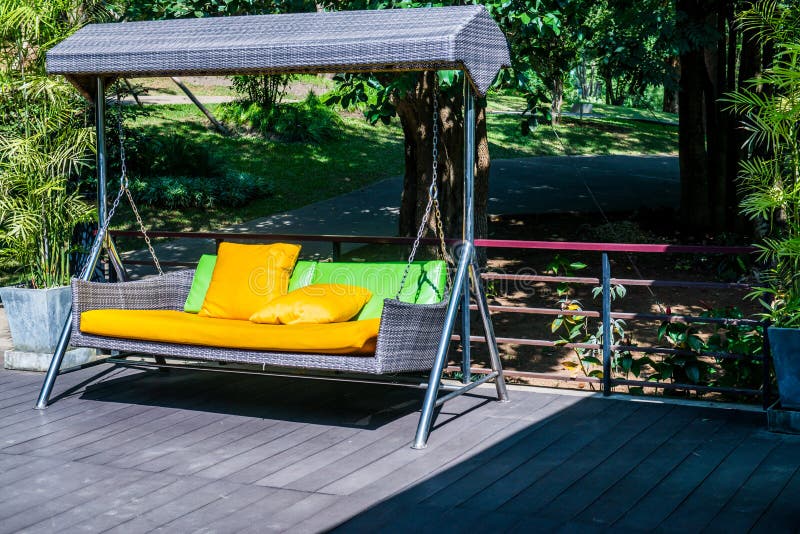 Modern swing in park stock image. Image of swing, park - 212417533