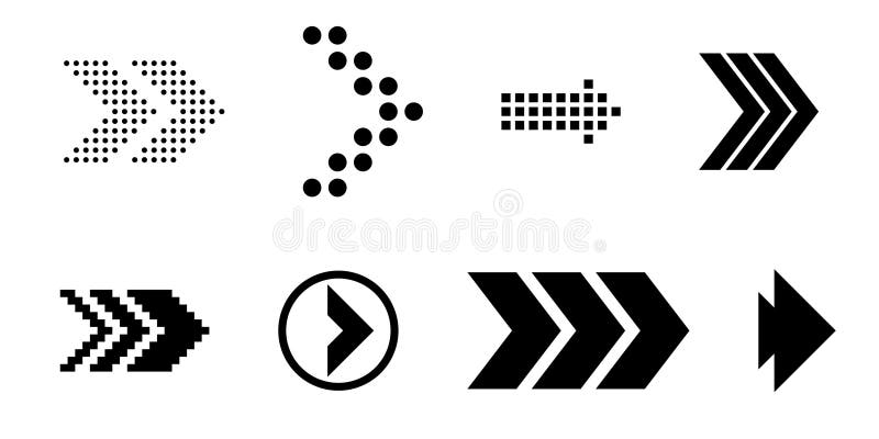 Modern Swipe Arrows Icon Set with Line and Pixel Symbols for Scrolling ...