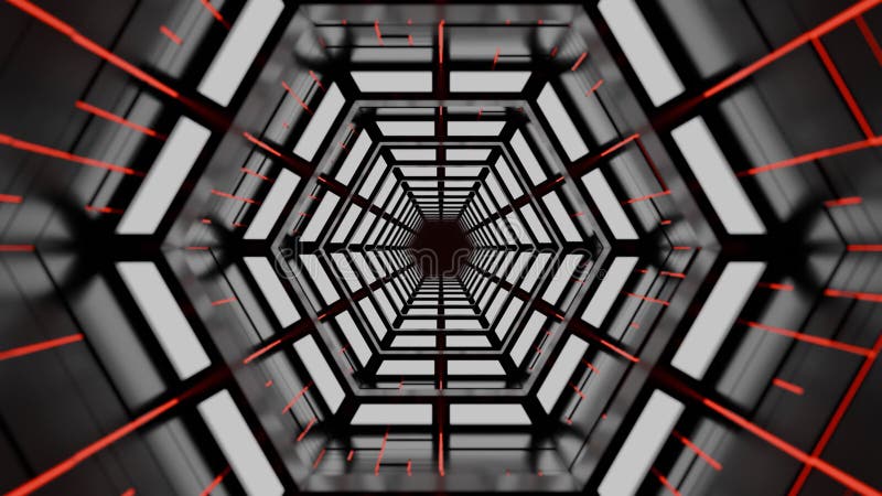 Explore the Futuristic Abstract Tunnel Adorned with Red LED Lights and ...