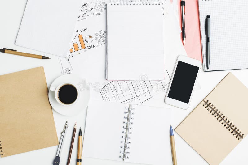 Table with devices stock image. Image of office, copyspace - 113441019