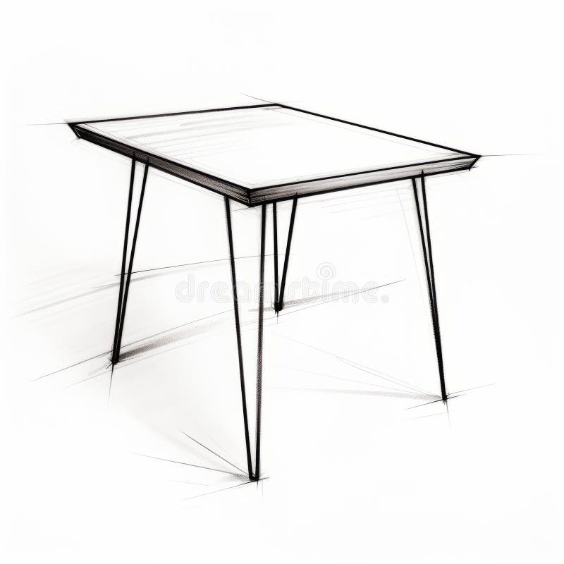 Modern Table with Hairpin Legs: High Dynamic Range Sketch Stock ...