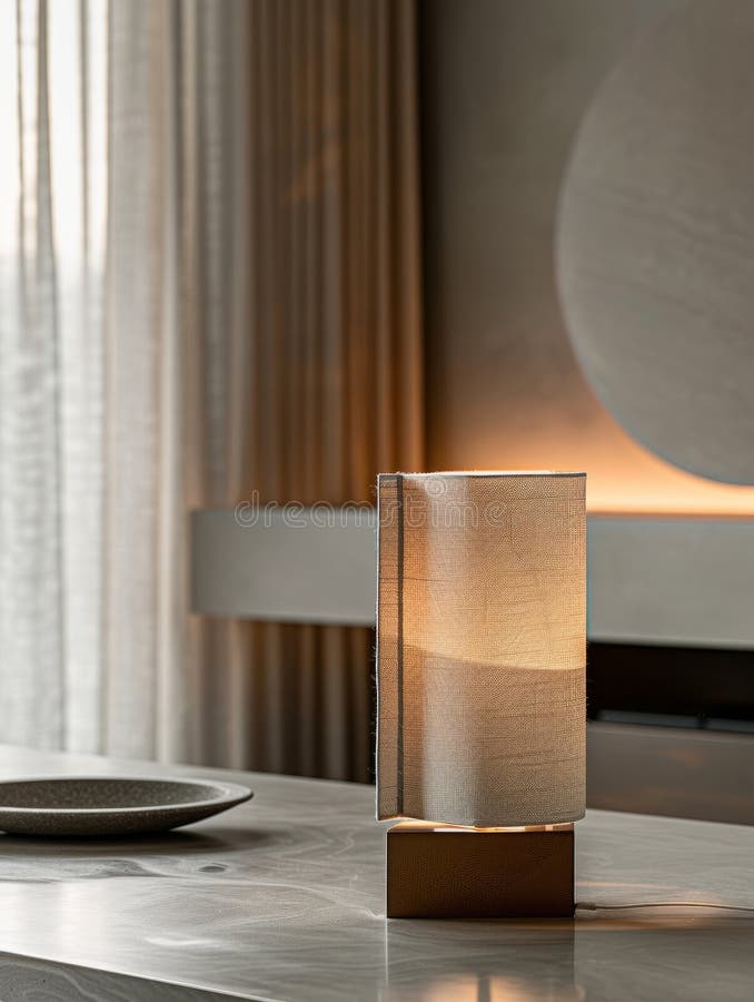 Modern Table Lamp with a Warm Glow in a Minimalistic Interior Setting ...