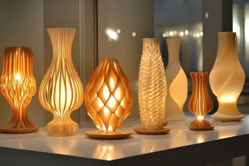 Modern Table Lamps with Intricate Designs Emitting a Warm, Inviting ...