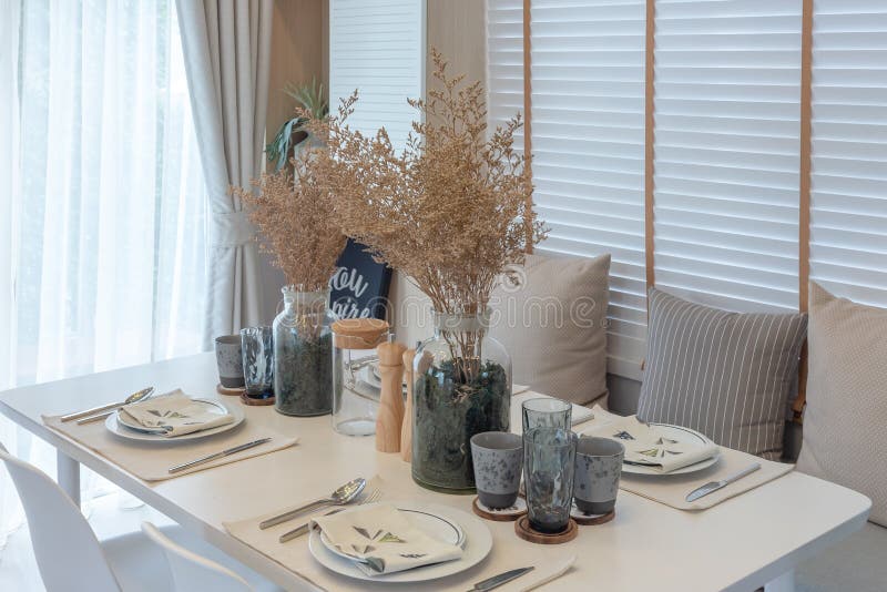 Modern table set stock image. Image of porcelain, dish - 127477051