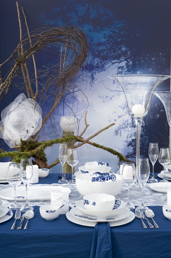 Modern Table Setting at Night Stock Image - Image of celebration ...