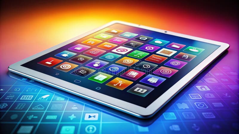 Modern Tablet Application Icons a Comprehensive Collection of 36 White ...