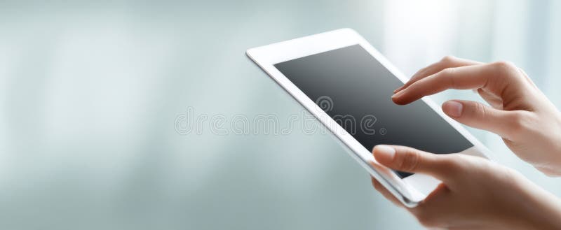 The Modern Tablet Being Used with a Hand in a Professional Setting..AI ...