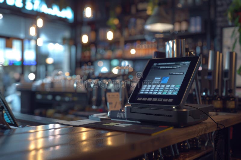 Modern Tablet Computer Resting on a Bar Counter, Suitable for ...