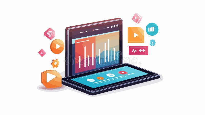 Modern Tablet Displaying Analytics Dashboard with Bar Graph Stock ...