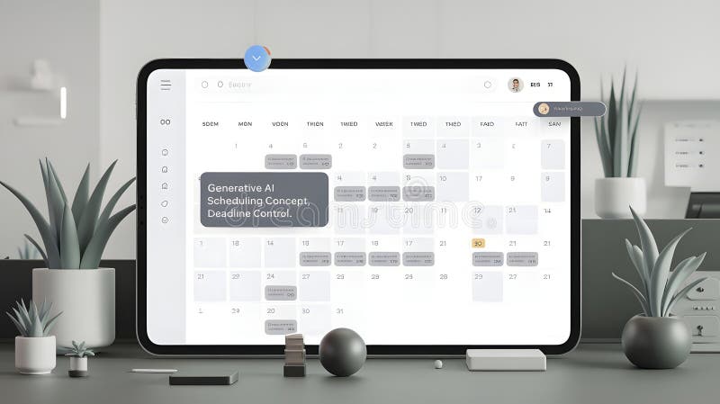 Digital Calendar Displaying Ai Scheduling on Tablet Screen Stock ...