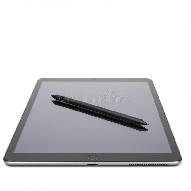 A Modern Tablet with a Sleek Black Design and Rounded Corners is Lying ...