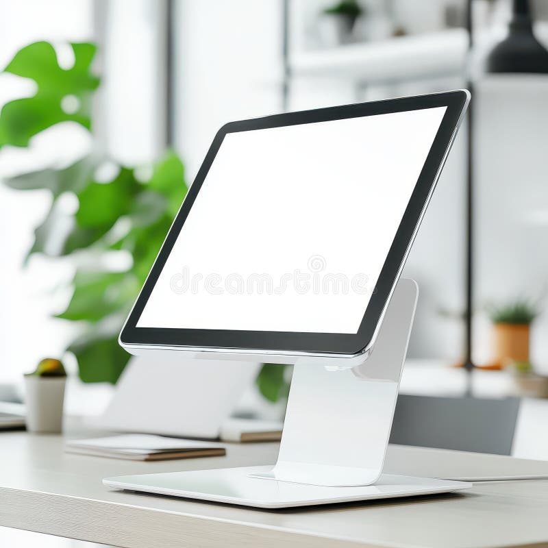 Modern Tablet on a Sleek Desk in a Bright Office Stock Image - Image of ...