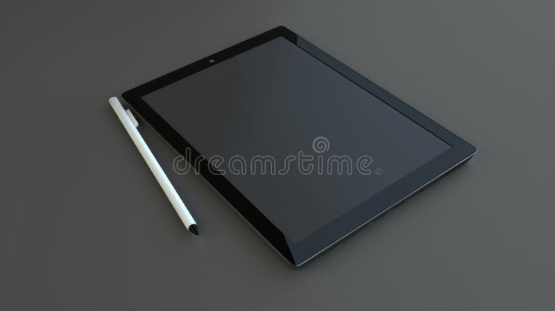Modern Tablet and Stylus on Dark Surface Stock Photo - Image of stylus ...