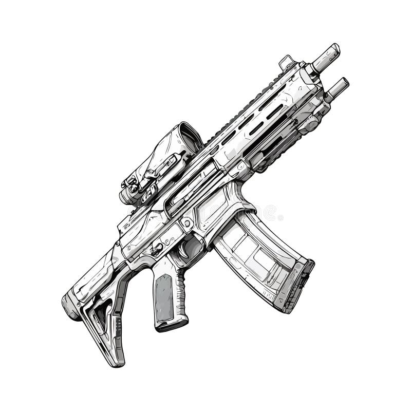 Modern Tactical Assault Rifle Design. Stock Vector - Illustration of ...