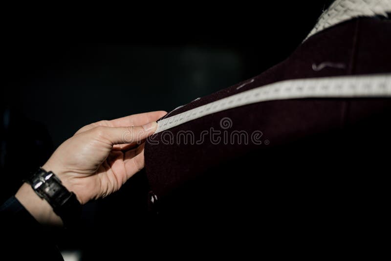 Modern Tailor Measuring Back Length Stock Image - Image of custom ...