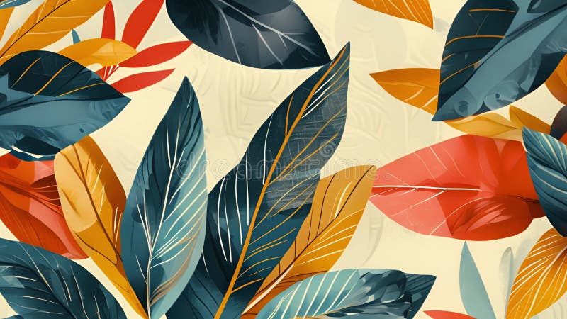 A Modern Take on Foliage Patterns with Oversized Overlapping Leaves in ...