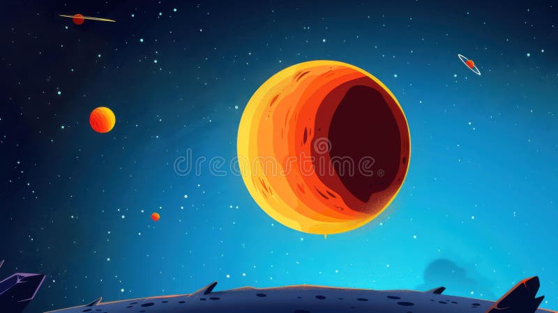 A Modern Take on a Lunar Eclipse, Showcasing Celestial Bodies Orbiting ...