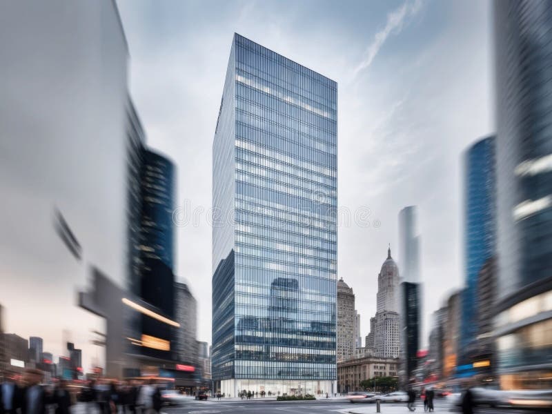 Modern Tall Glass Office Building Reflecting the Urban Landscape. Stock ...