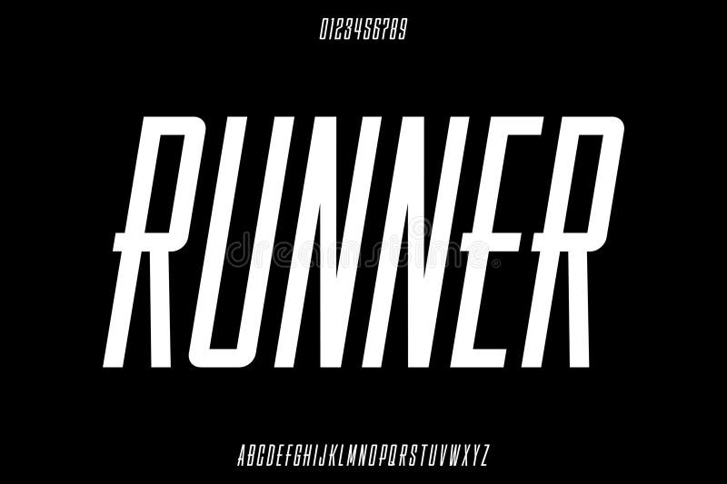 Modern Tall Sans Serif Alphabet Display Font Vector. Runner Sports ...