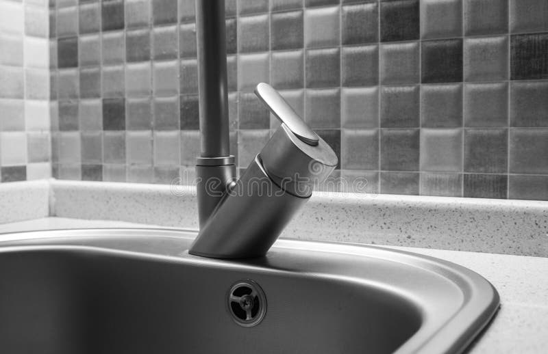 Modern tap closeup stock photo. Image of chrome, home - 145128738