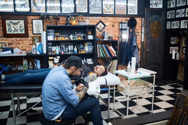 Modern tattoo salon stock image. Image of business, artist - 86164853