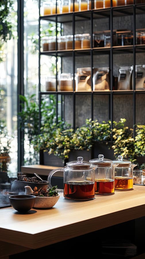Modern Tea House Glass Teapots Selection Loose Leaf Stock Photos - Free ...