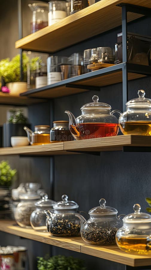 A Modern Tea House with Glass Teapots and a Selection of Loose-leaf ...